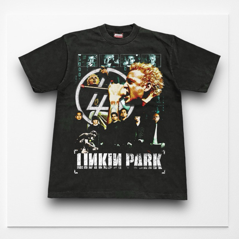 เสื้อยืดคอฟิต รุ่น Linkin Park สีดำเฟด/สีดำ #DTG | Shopee Thailand
