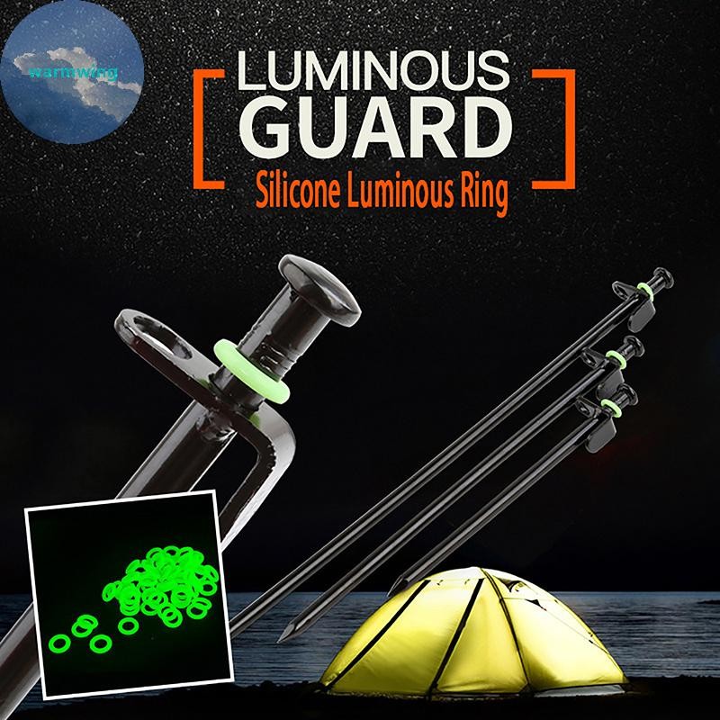 Warmwing 10PCS กลางแจ้ง Multifunctional Ground เล็บเรืองแสงวงกลม Luminous แหวนซิลิโคน Camping ...