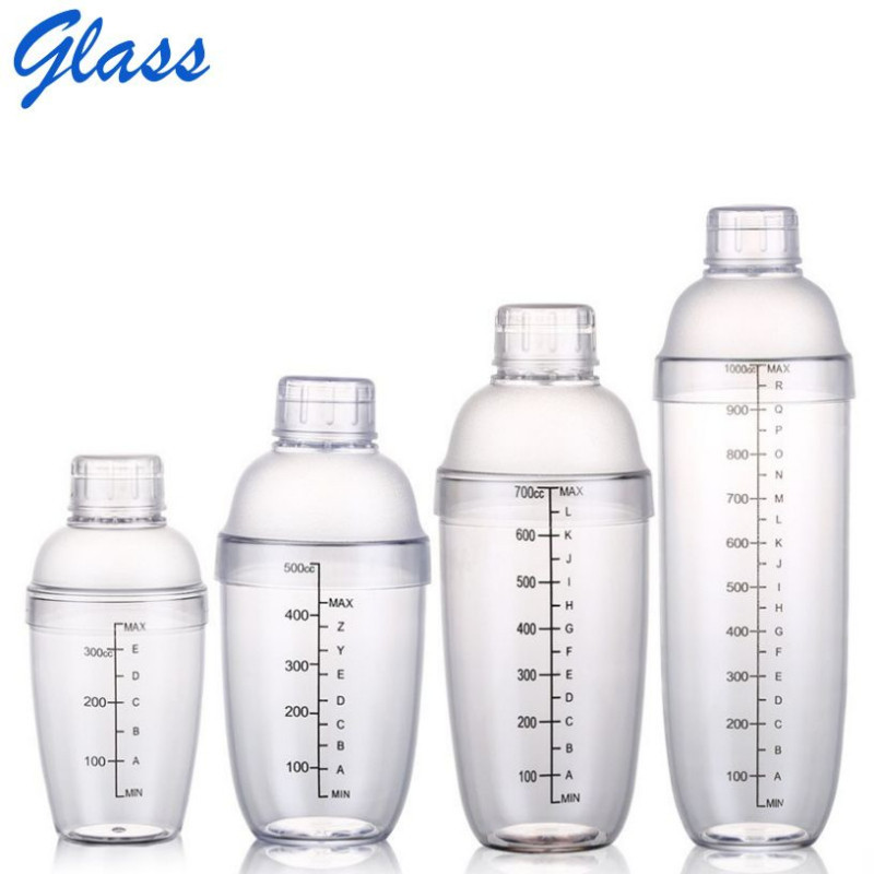 GLASS แก้วเชค กระบอกเชค เชคเกอร์ พลาสติก แก้วเชคค็อกเทล 350ml/530ml/700ml ตัววัด ขีดสีดำ แก้วน้ำ ...