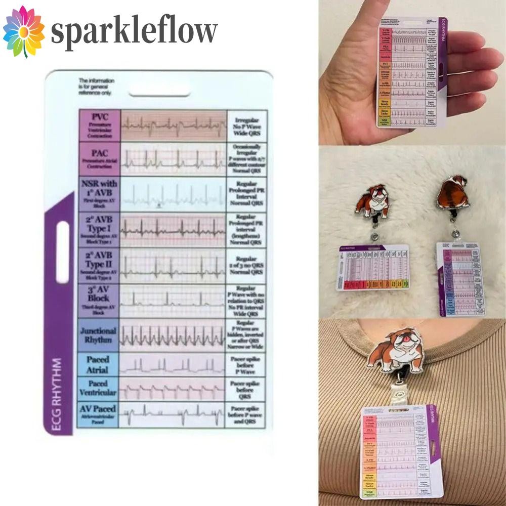 Sparkleflow ECG ไม้บรรทัดวัดด้วยตนเอง, การวัดที่แม่นยํา ECG/EKG Rhythm Pocket Card, พลาสติก ...