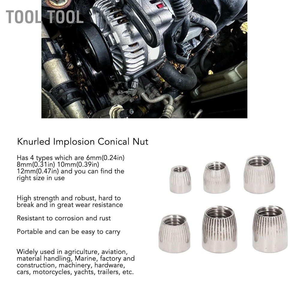 Tool 100 ชิ้น 304 สแตนเลสสตีล Conical Nut 6 มิลลิเมตร 8 10 12 4 ประเภท ...