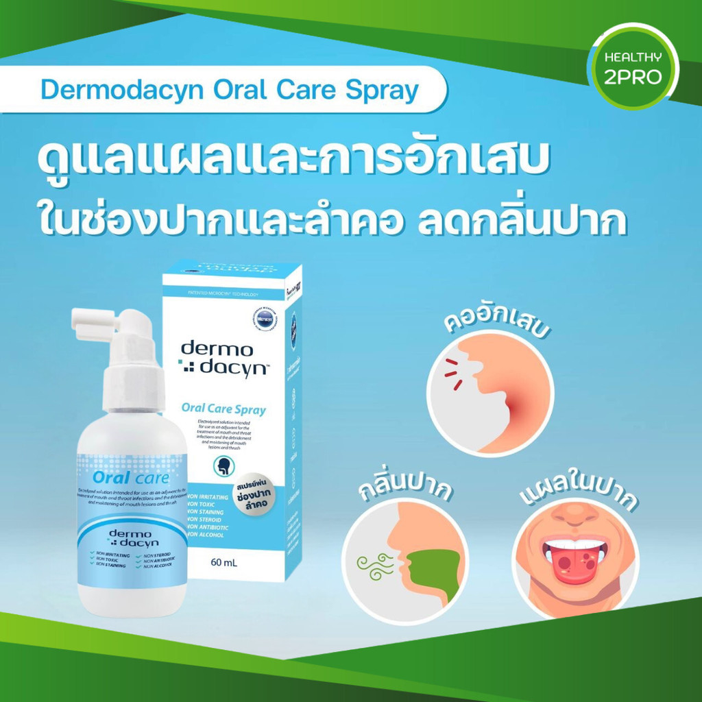 Dermodacyn Oral Care Spray สเปรย์ดูแลช่องปาก สำหรับการติดเชื้อในลำคอและ ...