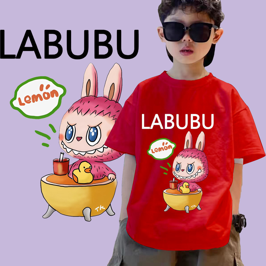 2024 แฟชั ่ นการ ์ ตูนเด ็ กเสื ้ อยืด Labubu Labu Boo Pop Mart สบายและ ...
