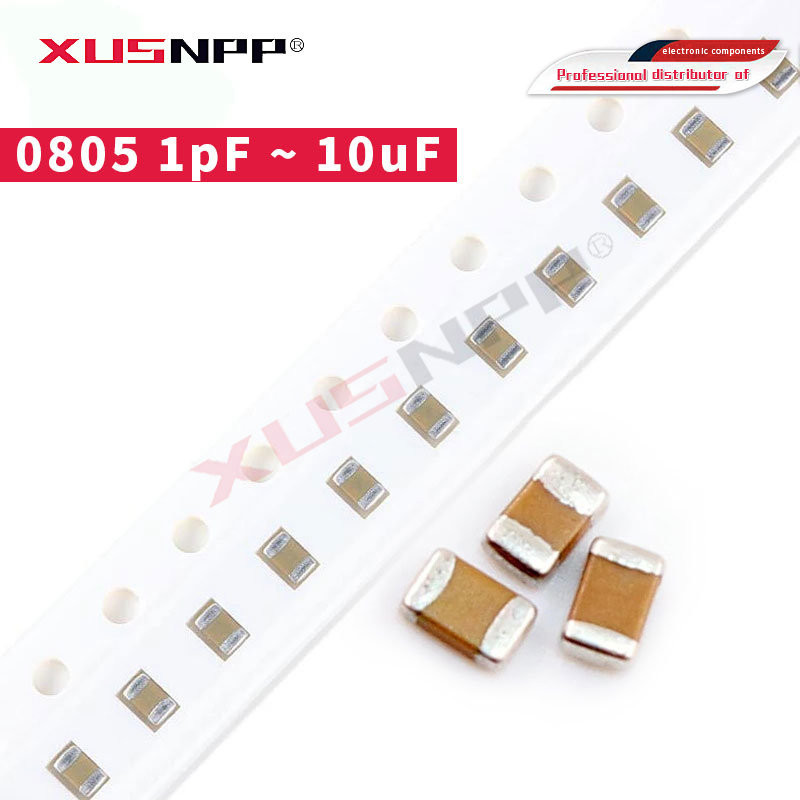 100pcs 0805 50V SMD หนาฟิล์มชิป Multilayer ตัวเก็บประจุเซรามิค 1PF-47uF 10NF 100NF 1UF 2.2UF 4 ...