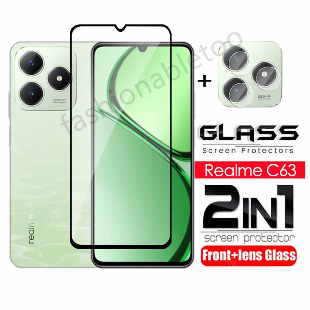 2 in 1 ป้องกันหน้าจอกระจกนิรภัยฟิล์มสําหรับRealme C75 C63 C61 C65 C67 C51 C53 C55 Note50 C 75 C ...