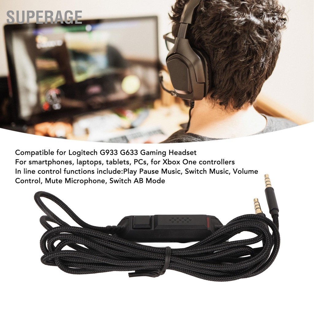 Superage ชุดหูฟังสำหรับเล่นเกมเปลี่ยนสาย Inline Mute Volume Control หู ...