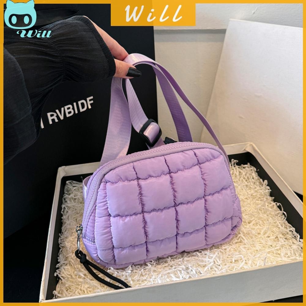 ผู้หญิง Padding Crossbody สีทึบหญิงกระเป๋าสะพายผ้านวม | Shopee Thailand