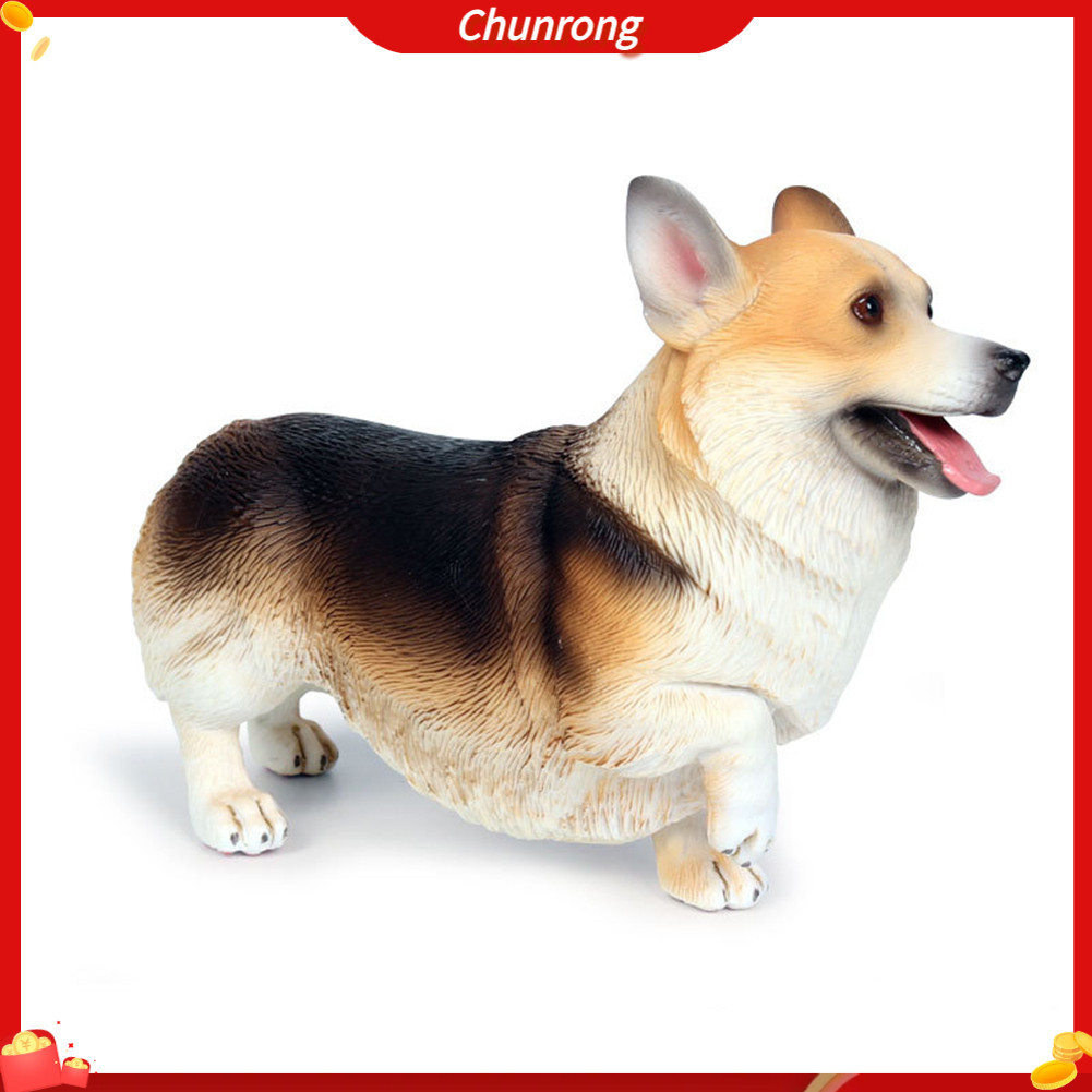 Chunrong เหมือนจริง Corgi สุนัขสัตว์รุ่น PVC Solid ตุ๊กตาเดสก์ท็อป ...