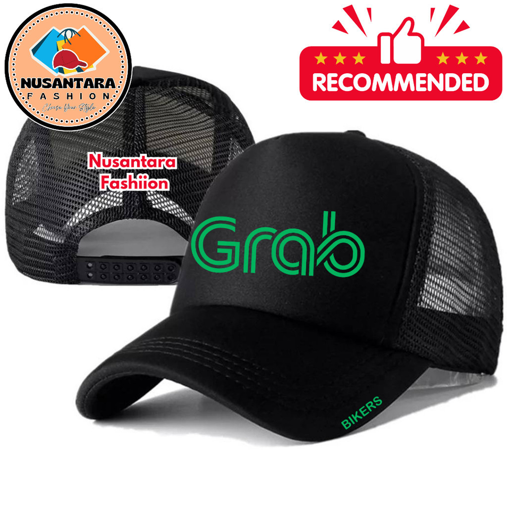 หมวก Nusantara Fashiion Trucker GRAB - GRAB Logo Distro Hat - หมวก ...