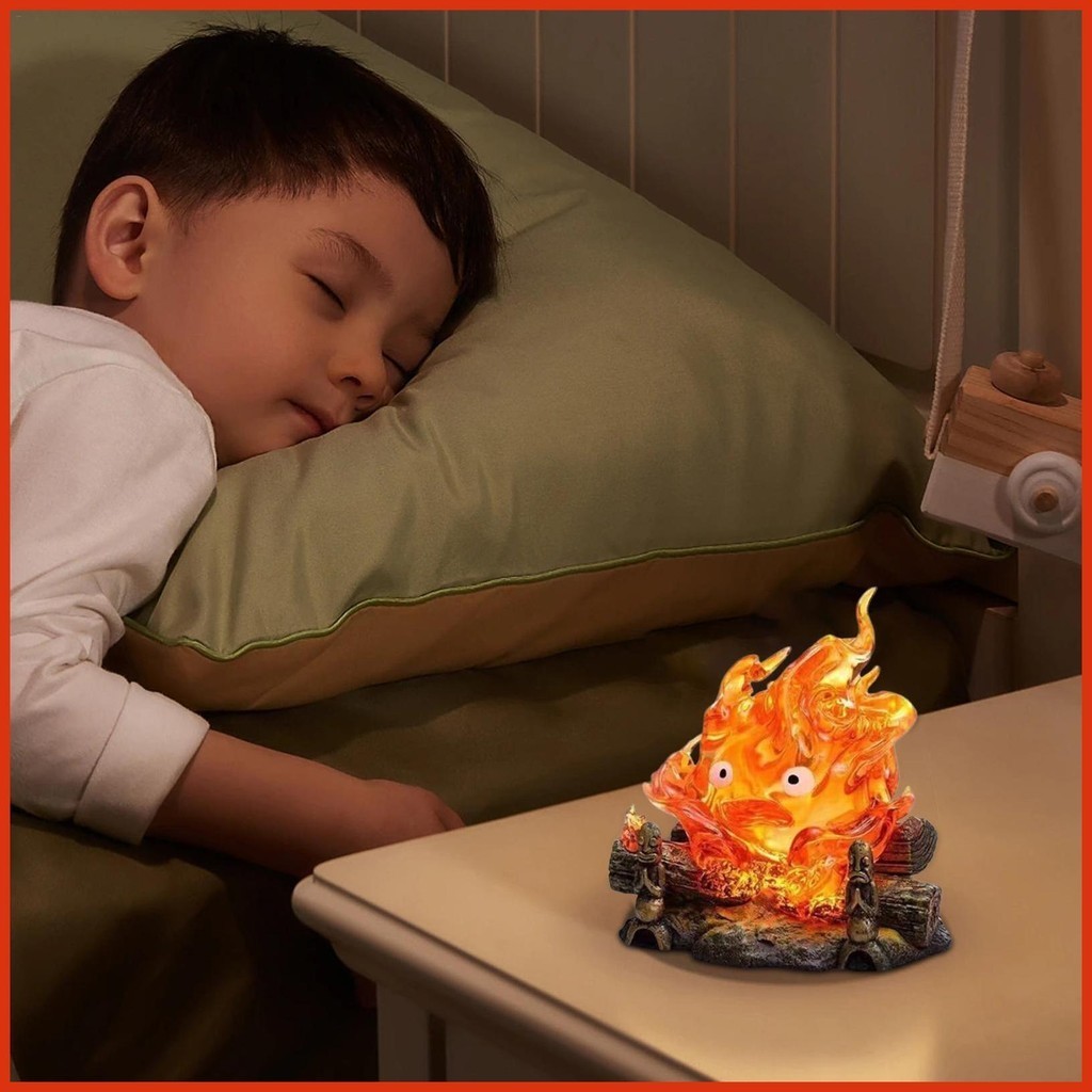 Calcifer Objects โคมไฟการ์ตูนอะนิเมะ Howls Moving Castle Desktop Night ...