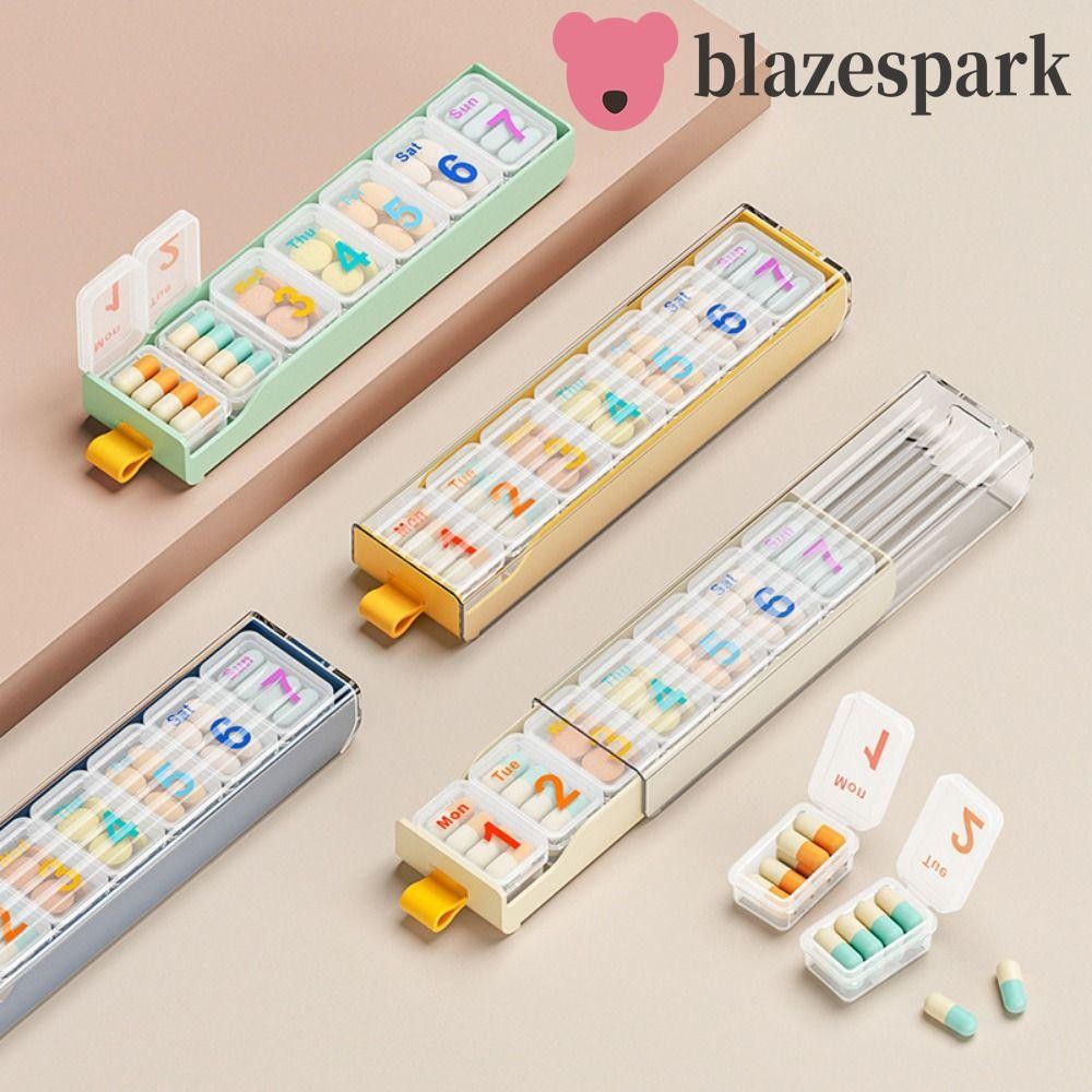 Blazespark กล่องยา 7 วัน,กล่องยาหลายกริด,แบบพกพาขนาดเล็กปิดผนึกพร้อมฝาปิดกล่องเก็บยาเดินทาง ...