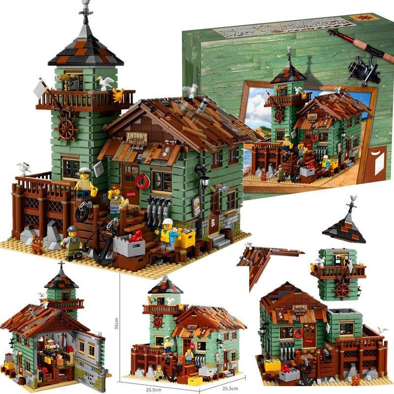 เข้ากันได้กับ Lego Building Blocks บ้านชาวประมงประกอบสถาปัตยกรรมมุมมอง ...