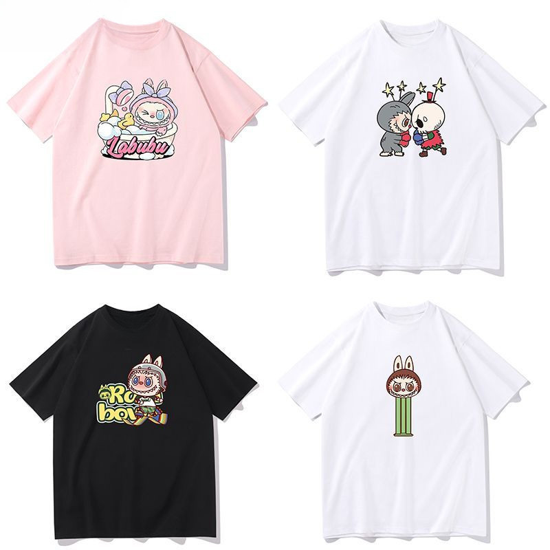 เสื ้ อยืดโอเวอร ์ ไซส ์ 】 เสื ้ อยืดแขนสั ้ นสไตล ์ Preppy LABUBU ...