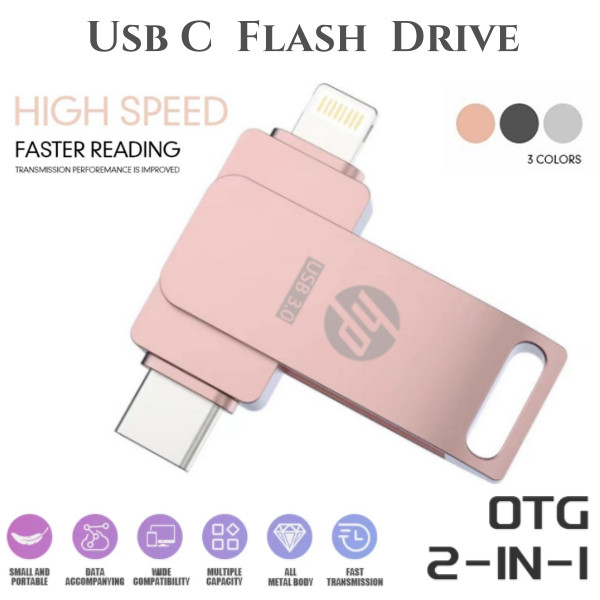2 ใน 1 Hp แฟลชไดรฟ์ 1TB Otg Type C แฟลชไดรฟ์ 512GB Usb C Flash Drive ...