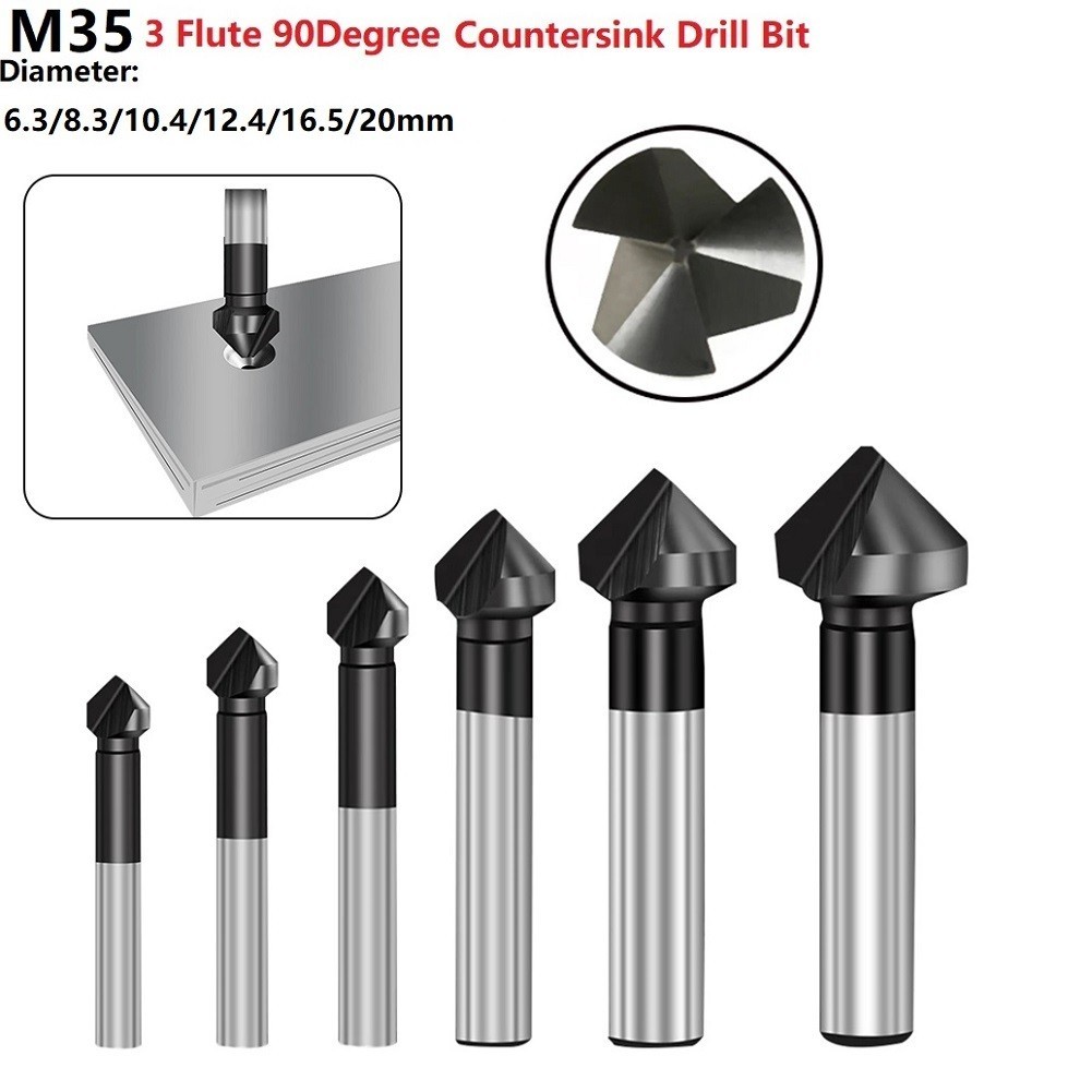 【Ready Stock】M35 3 Flute Countersink Drill Bit 90Degree Chamfering ...
