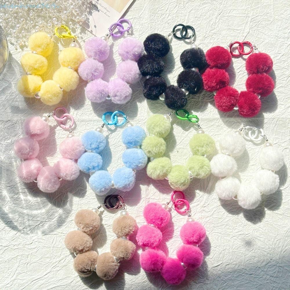 Sevenhome3e พวงกุญแจรถ, พวงกุญแจ Hairball สีทึบนุ่ม, แฟชั่น Flamboyant ...