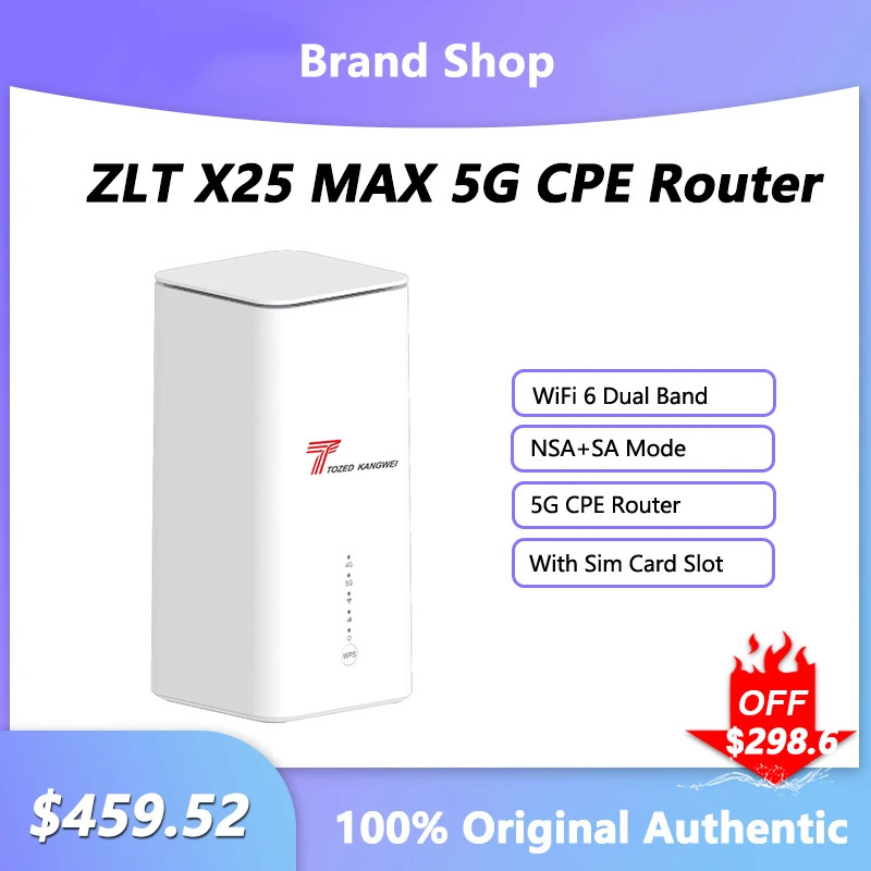 ZLT X25 MAX 5G CPE Wireless Router WiFi 6 Dual Band Signal Repeater NSA+SA Mode Extend Gigabit ...