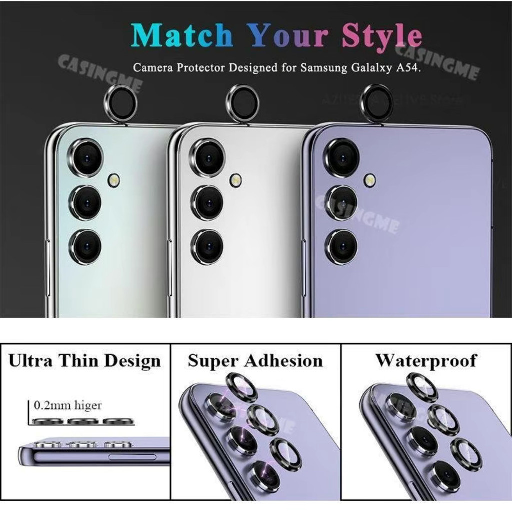 ฟิล์ม For Samsung A56/A55/A54/A36/A35/A34/A26/A16/A15/A06/A05/A05S แหวนโลหะป้องกันเลนส์กล้อง ...