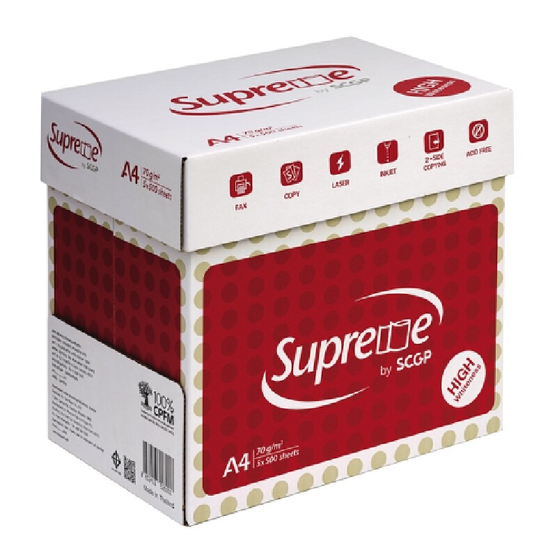 กระดาษถ่ายเอกสาร A4 Supreme 70gsm 5รีม/แพ็ค | Shopee Thailand
