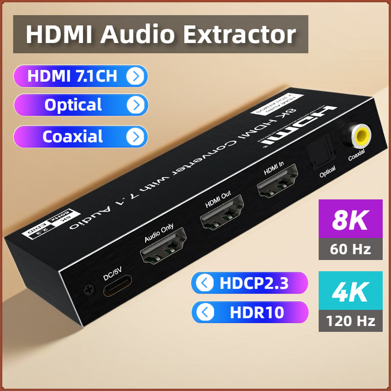 8k 60Hz HDMI Audio Extractor 7.1 ช่อง 4K 120Hz HDMI2.1 ถึง 7.1CH ...