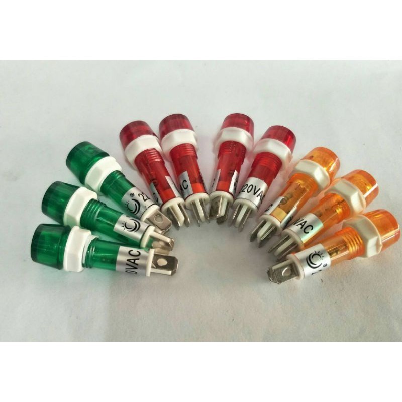 ฿100.00 | Lamp 10mm. 220VAC ไพล็อตแลมป์ คุณภาพดีเยี่ยมมีไฟสีแดง,เขียว ...