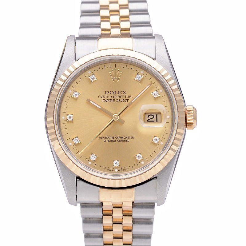 Rolex Pick-up Rolex Log-Shaped Champagne Dial Original Diamond ระหว่าง ...
