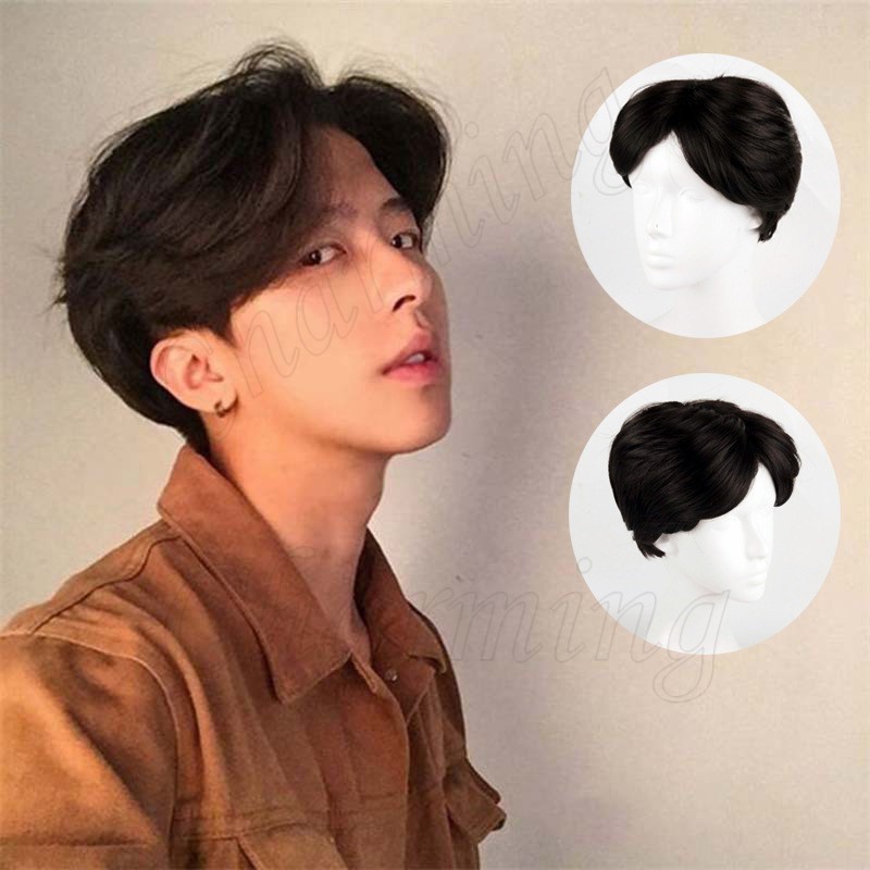 200 ** Korean handsome center parting men wig short Full Wig natural ...