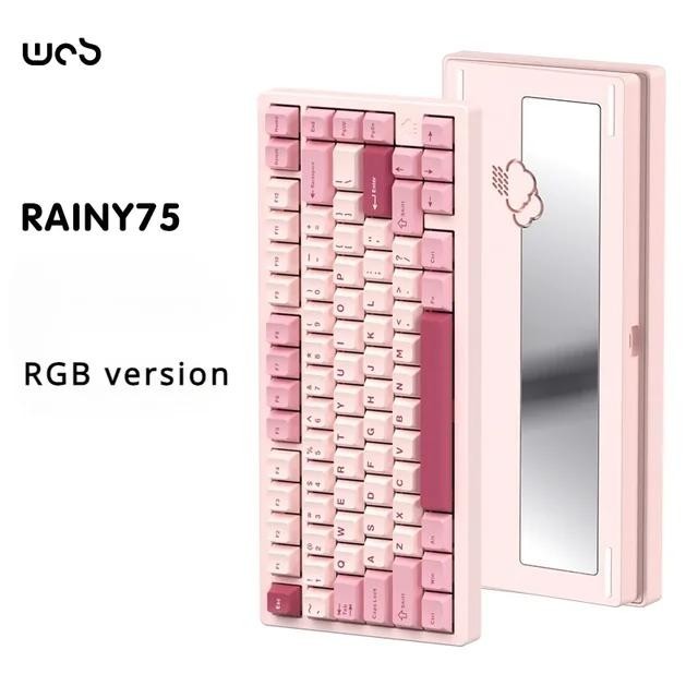 Wobkey Rainy75 คีย์บอร์ดไร้สายอลูมิเนียม 75% GAKSET ที่กําหนดเอง RGB ...