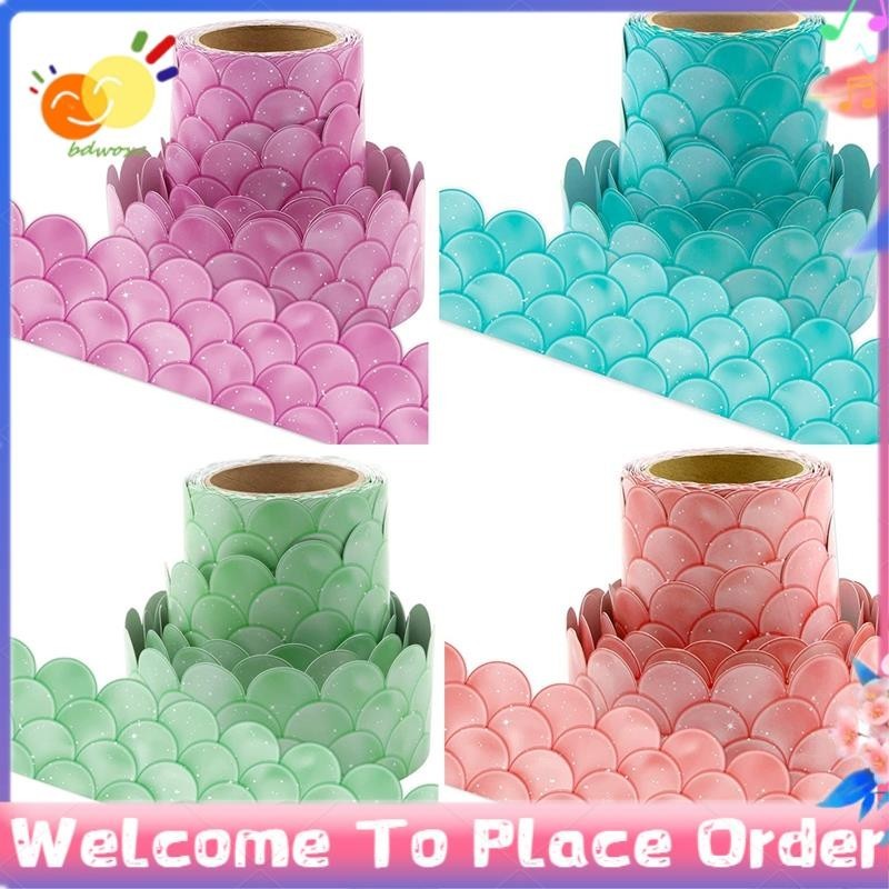 -bdwoxc-20M Ombre Scallops Bulletin Board Borders Rainbow Straight ...