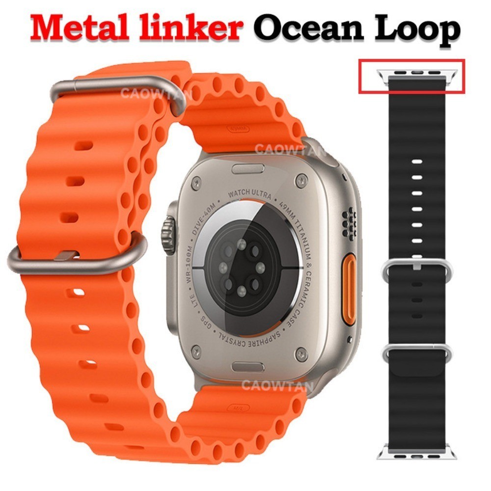 ซิลิโคนกีฬาสายโลหะ Linker Ocean Loop สําหรับ Apple Watch Ultra2 49 มม. ...