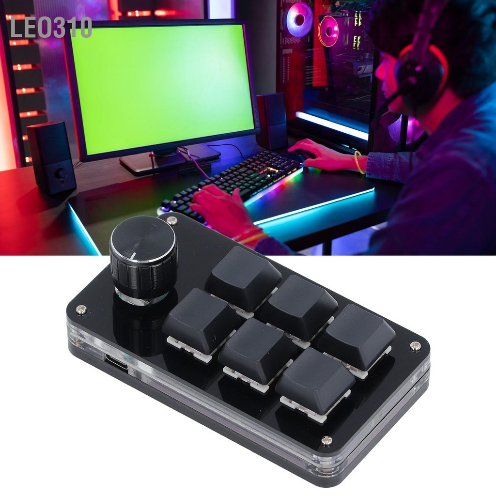 Leo310 Mini Macro Mechanical Gaming คีย์บอร์ด 6 ปุ่ม 1 ปุ่มการเขียน ...