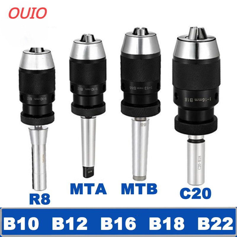 OUIO Self-กระชับเจาะ Chuck B10 B12 B16 B18 B22 Morse Chuck เครื่องกลึง CNC เจาะเครื่อง MT2 MT3 ...