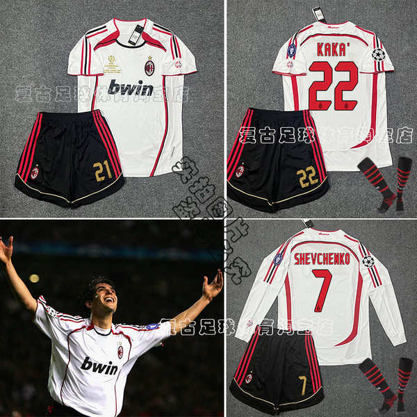เสื้อ fbt เสื้อบาส AC Milan 0607 Retro Jersey Champions League Final Edition หมายเลข 22 Kaka ...