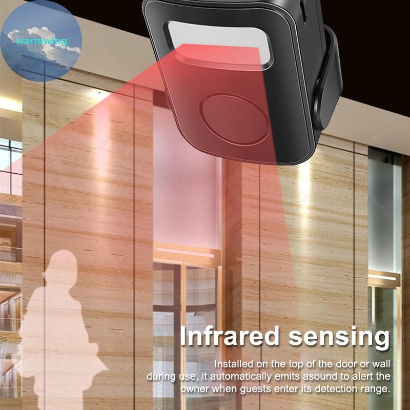 Warmwing ไร้สาย PIR เพลงประตู Bell Motion Sensor เครื่องตรวจจับนาฬิกาปลุก USB Power Supply ...