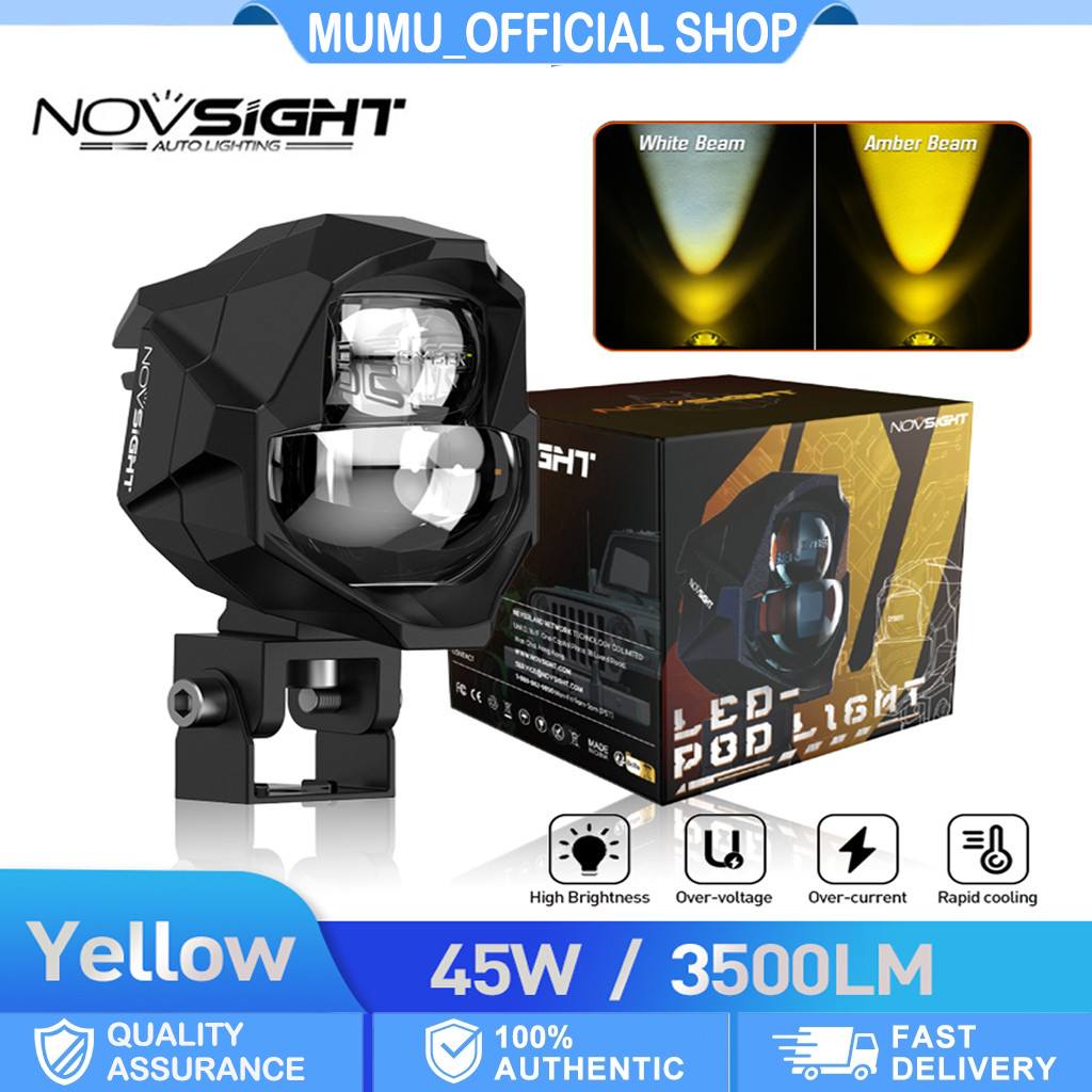 Novsight WL3 ไฟสปอร์ตไลท์มอเตอร์ไซค์ LED Driving light สปอร์ตไลท์รถยนต์ ไฟตัดหมอก 3500LM 6000K ...