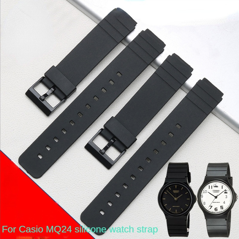 สายนาฬิกาซิลิโคนสําหรับ Casio 1330 MQ-24 MQ-58 Mw59 ปากยกอินเทอร์เน็ตคนดังขนาดเล็กสีดํานาฬิกายาง ...