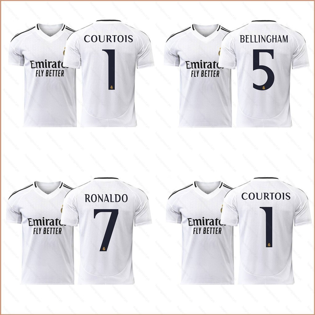ใหม่ล่าสุด 2024-2025 เสื้อกีฬาแขนสั้น ลายทีมฟุตบอล Courtois Bellingham ...