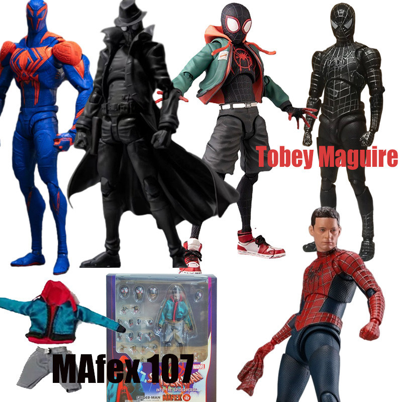 Spider Man 2099 Action Figure SpiderMan Noir Mafex 107 ไมล ์ Morales ...