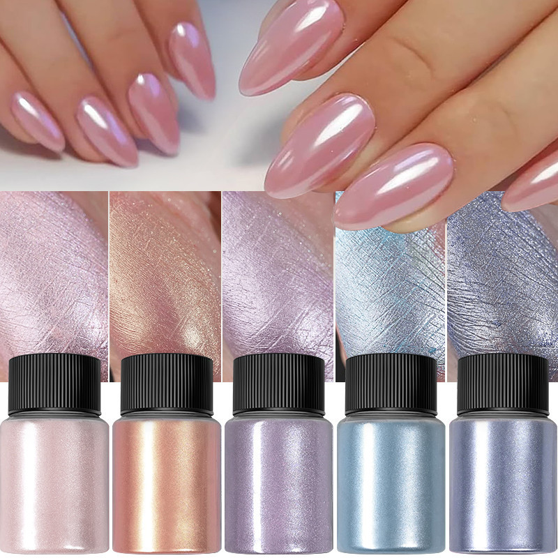 10g Glitter Nail Powder Aurora Mirror Chrome Pigment สีขาวสีม่วงผงแต่ง ...