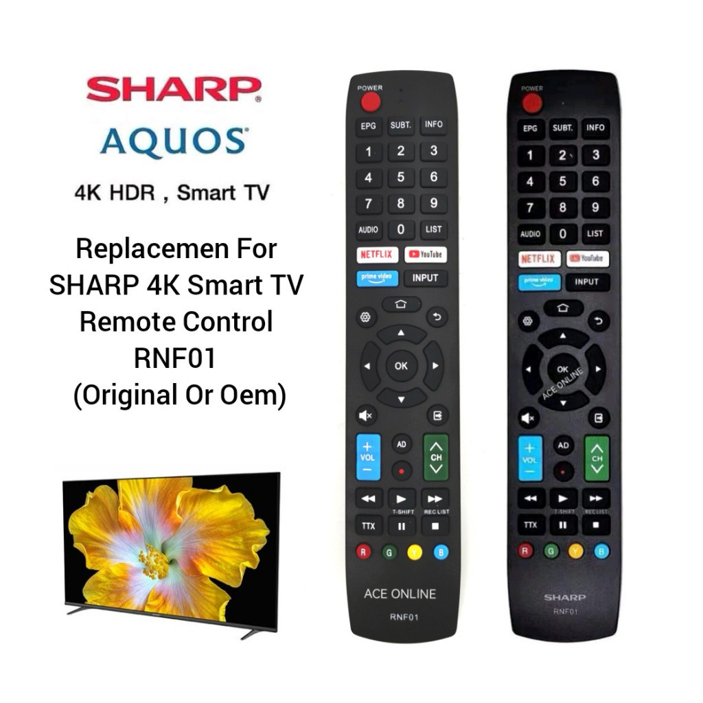 เปลี่ยนสําหรับ SHARP 4K Smart TV รีโมทคอนโทรล RNF01 ( หรือ Oem) เข้ากัน ...