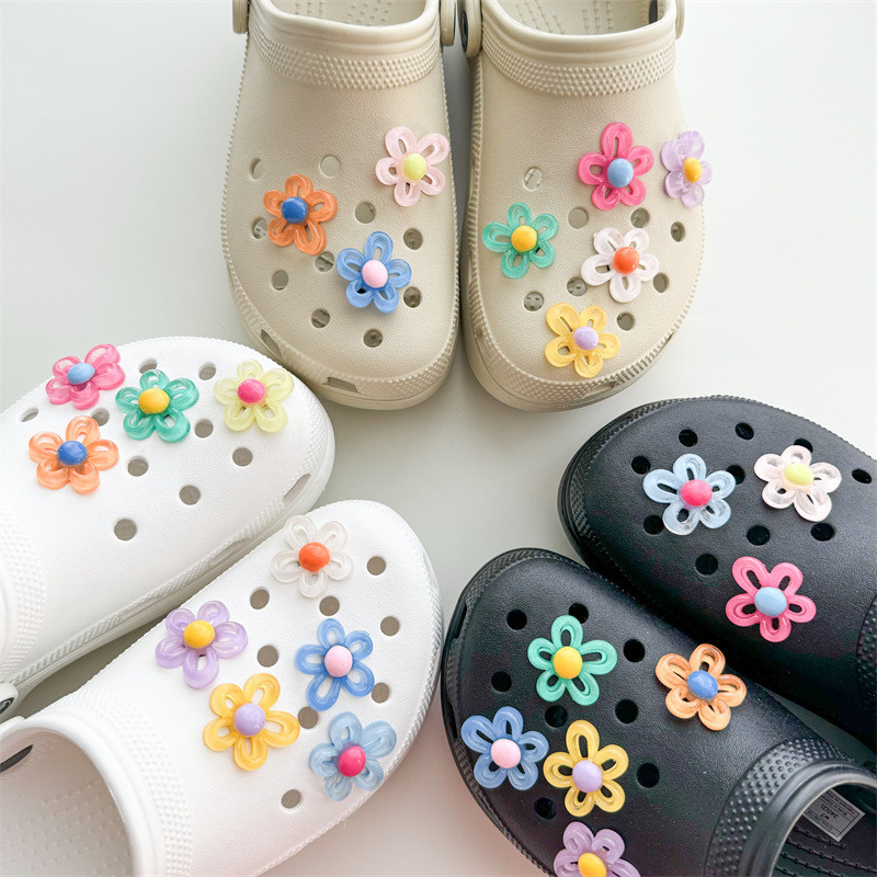 น่ารักผีเสื้อ Croc Jibbitz Sunflower Crocs Charms ดอกไม้ Jibbits สแควร์ ...