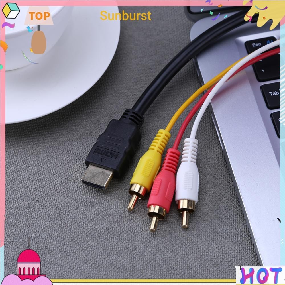 1.5m HD HDMI เข้ากันได้กับ 3RCA AV Cable Gold-Plated Audio Cable ...