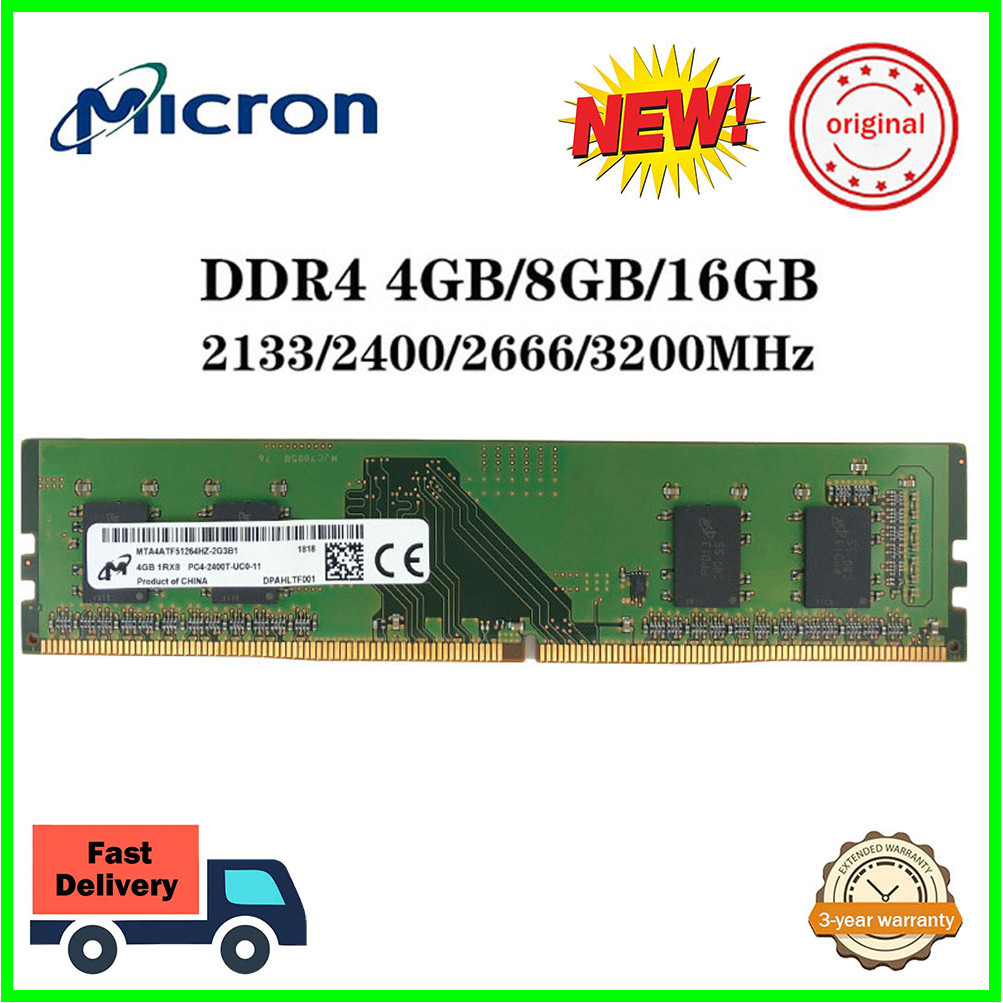 ไมครอน DDR4 4GB 8GB 16GB 2133MHz 2400MHz 2666MHz 3200MHz PC4-21300U DIMM หน่วยความจําเดสก์ท็อป ...