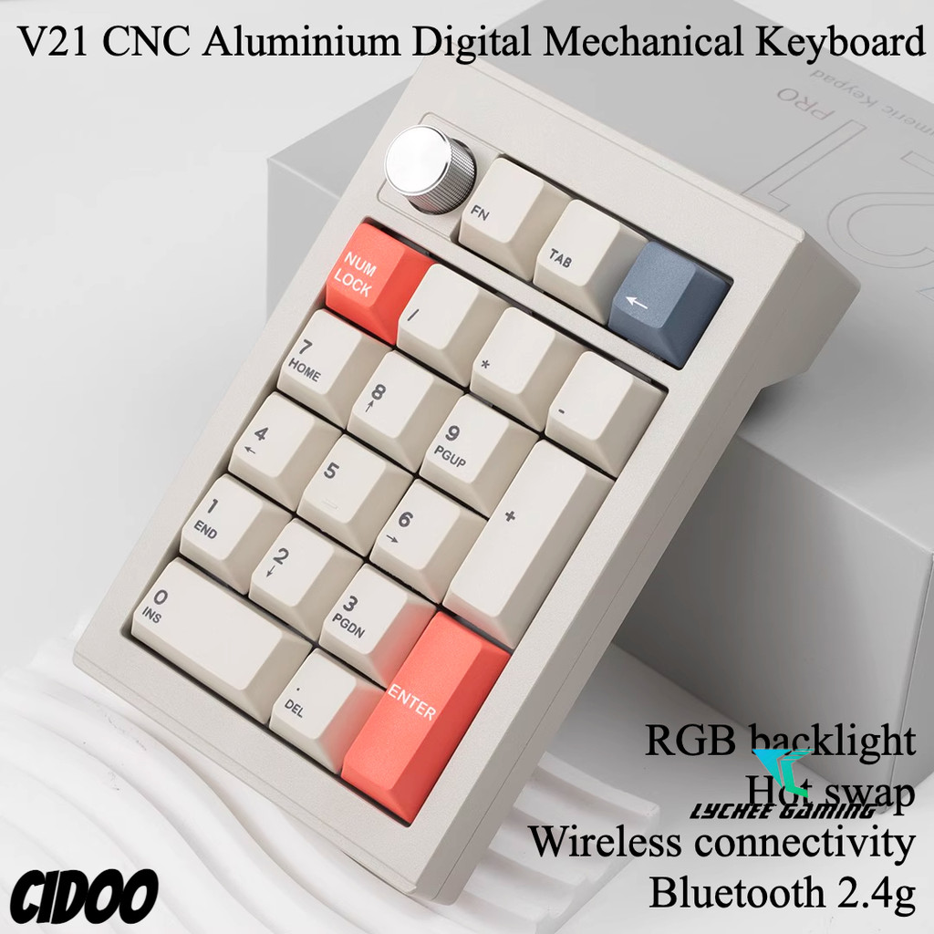 Cidoo V21 คีย์บอร์ดดิจิตอลบลูทูธ 2.4G ไร้สาย CNC อลูมิเนียม RGB สามโหมดอลูมิเนียมบัญชีการเงิน ...