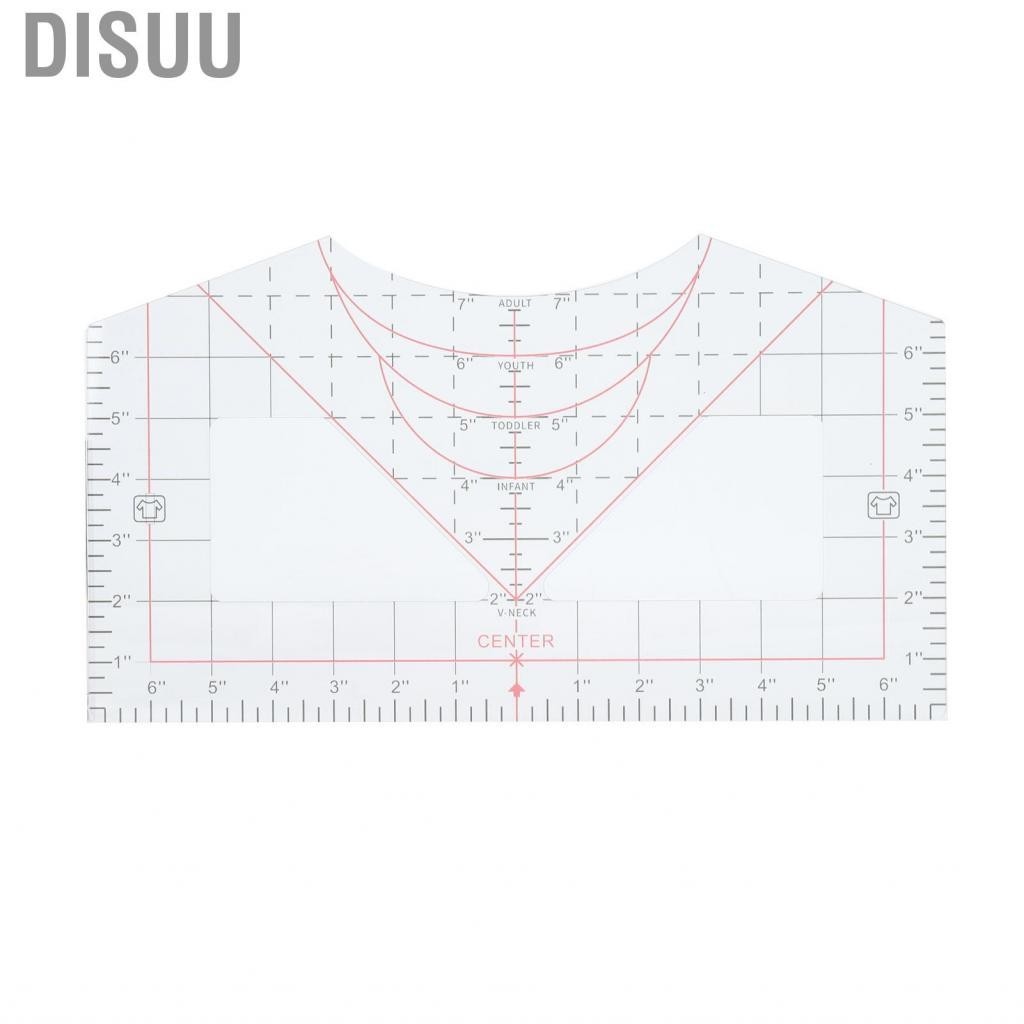 Disuu T Shirt Ruler Alignment Tool Transparent V Neck Round Rulers to ...