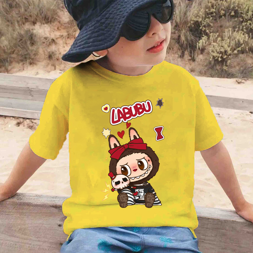 2024 Labu Boo Labubu Pop Mart เสื ้ อยืดเด ็ กผ ้ าระบายอากาศขนาดต ่ ...