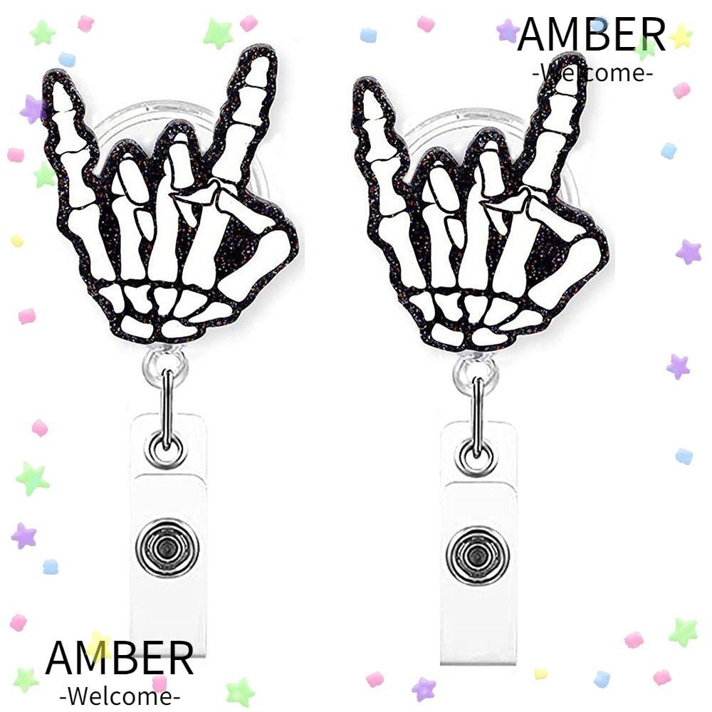 Amber Badge Reels,อะคริลิค Skeleton Badge Holder, Glitter Retractable ...