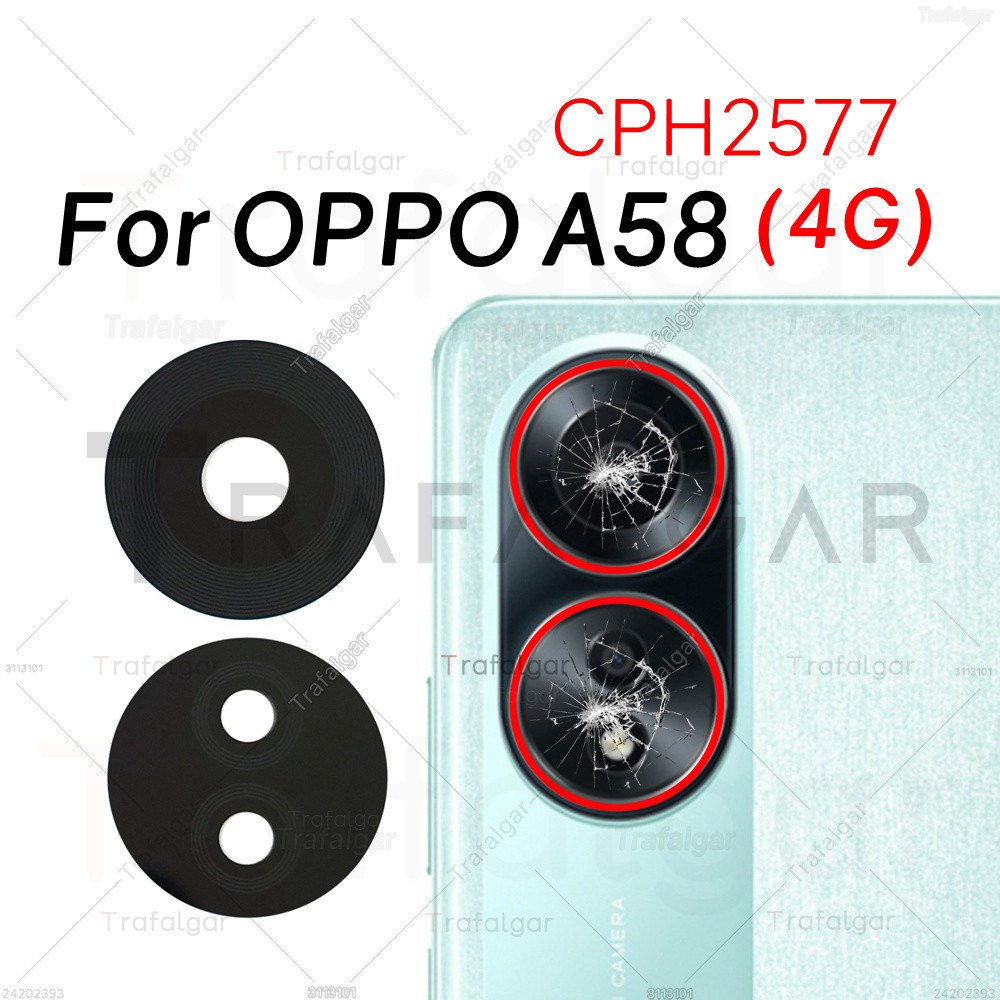 เลนส์กล้องด้านหลังด้านหลังสําหรับ OPPO A58 4G CPH2577 เปลี่ยนด้วยสติกเก ...