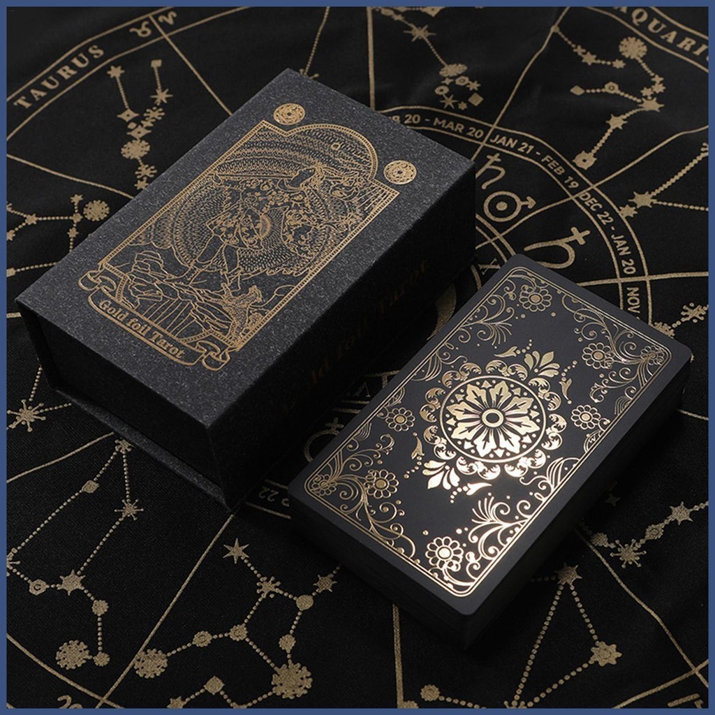 ไพ่ทาโรต์สําหรับผู้เริ่มต้น 78pcs Prediction Oracle Decks สีดํา Gilding ...