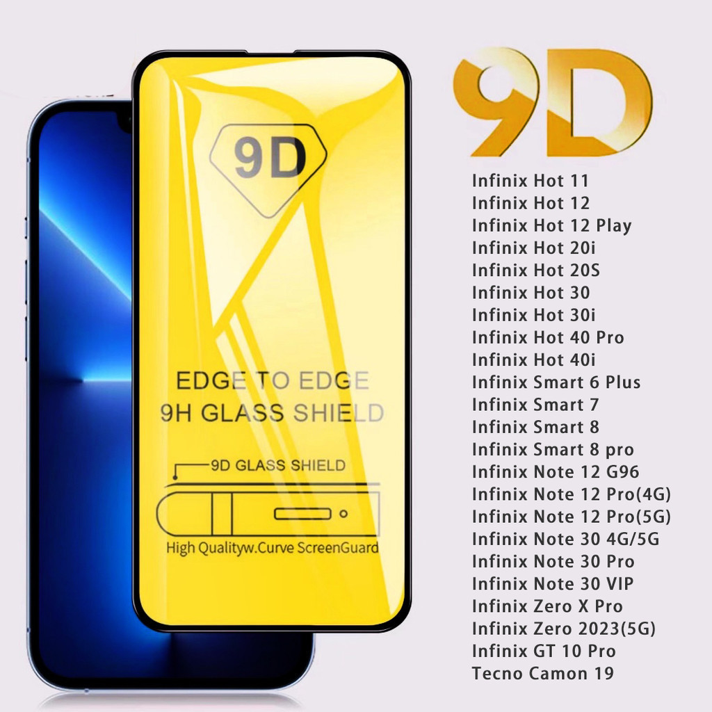 ฟิล์มกระจก เต็มจอ 9D ใช้สำหรับ infinix Note8 Note12 G96 Hot 30i Smart 7 Smart 8 Hot 20i Hot 12 ...